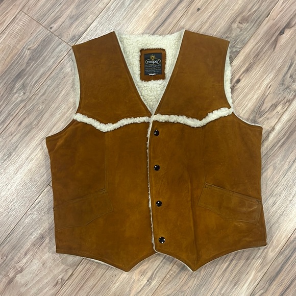 Cooper | Jackets & Coats | Vintage Cooper Leather Vest Sherpa Lined ...